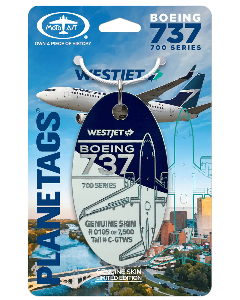 Westjet® 737 C-GTWS Upcycled Plane Tag – Phelix & Co.