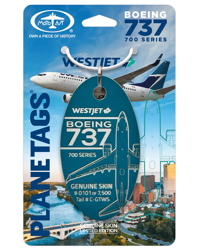 Westjet® 737 C-GTWS Upcycled Plane Tag – Phelix & Co.