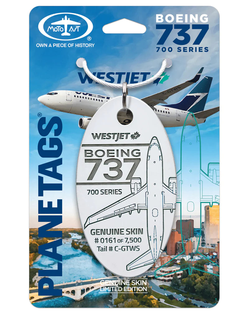 Westjet® 737 C-GTWS Upcycled Plane Tag – Phelix & Co.